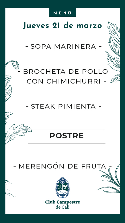 Menu 21 m WEB | Club Campestre de Cali